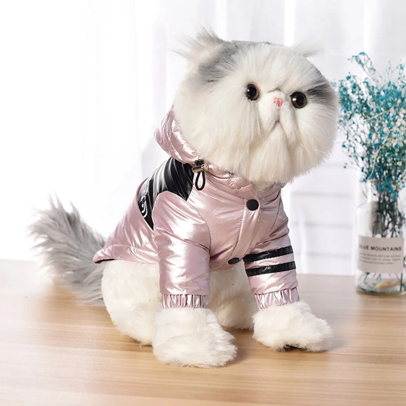 Pet Cat Thicken Warm Coat Hooded Windproof Trench Jacket For Puppy Dogs ...