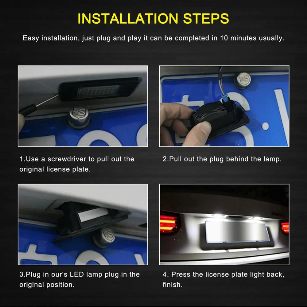 2Pcs No Error Led Number Plate For BMW E60 Number License Plate Light ...