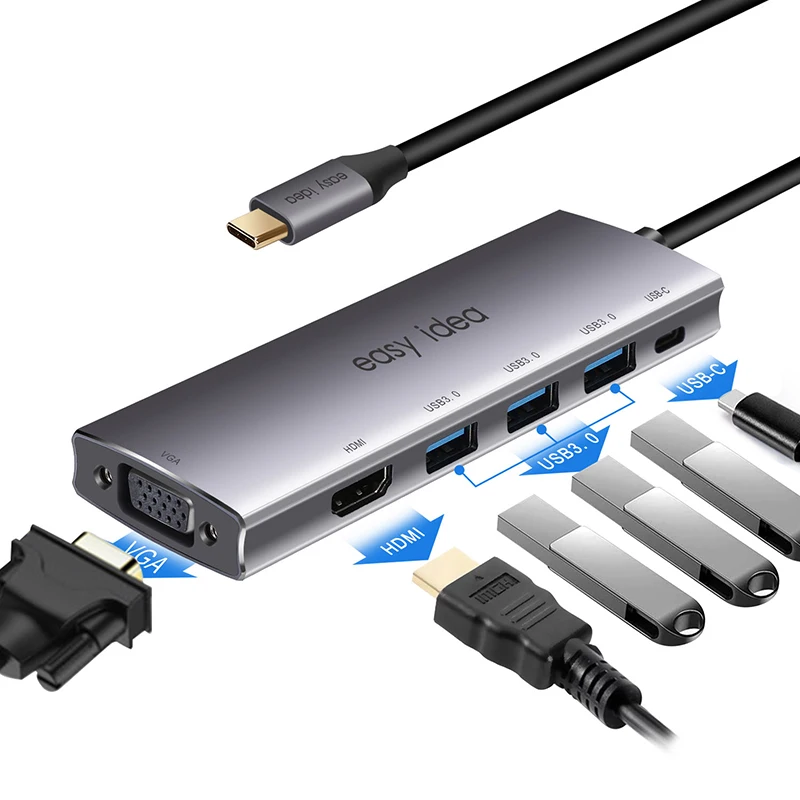 Concentrador de red USB tipo C para MacBook Pro, adaptador Multi USB 3 ...
