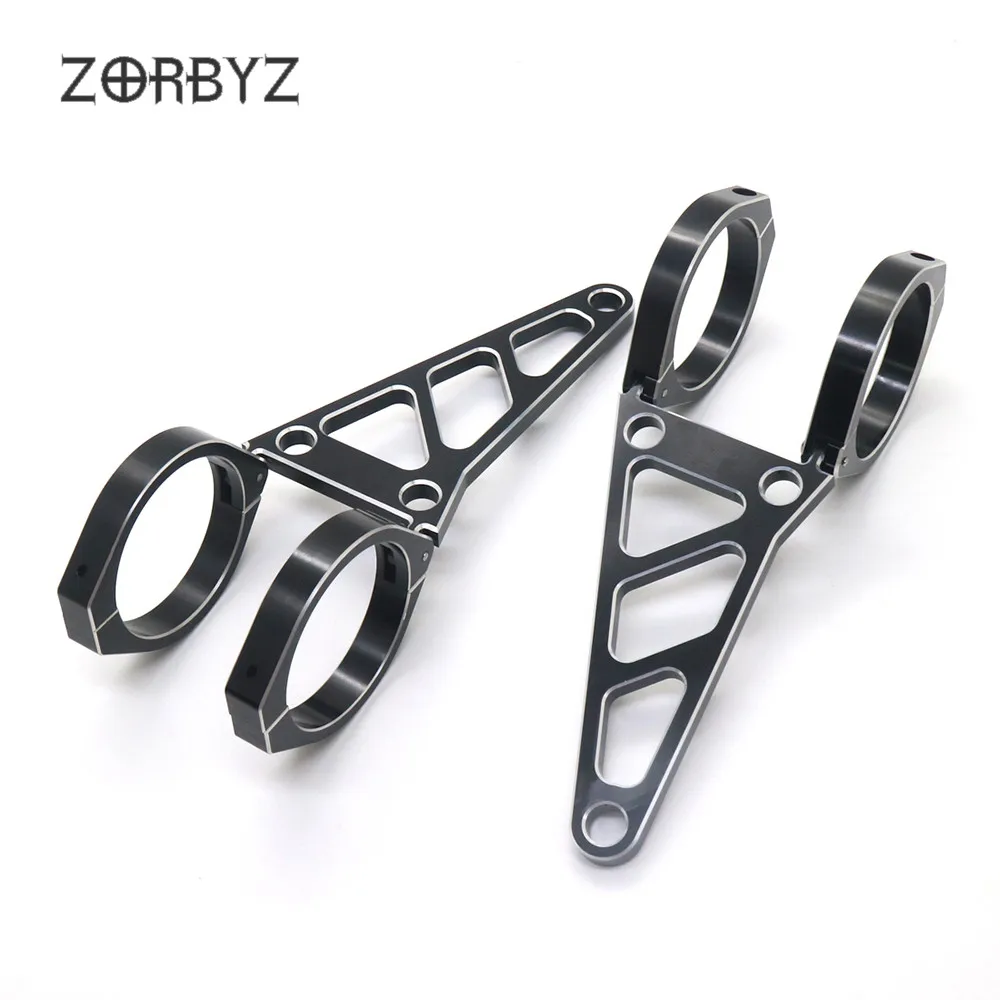 ZORBYZ Motorcycle CNC Headlight Mount Bracket 48mm 51mm 54mm 57mm Black ...