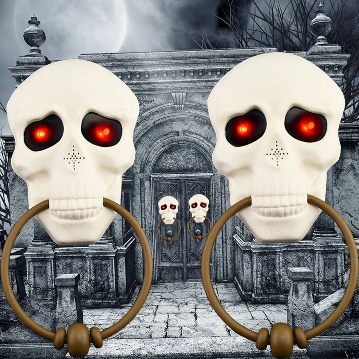 Halloween Skull Design Scary Sound Doorbell Party Horror Props Door ...