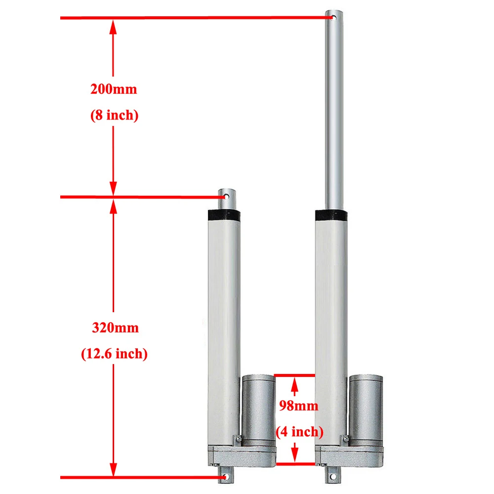 Set of 2 Heavy Duty 12 Linear Actuator Stroke 200 Pound Max Lift 12 ...