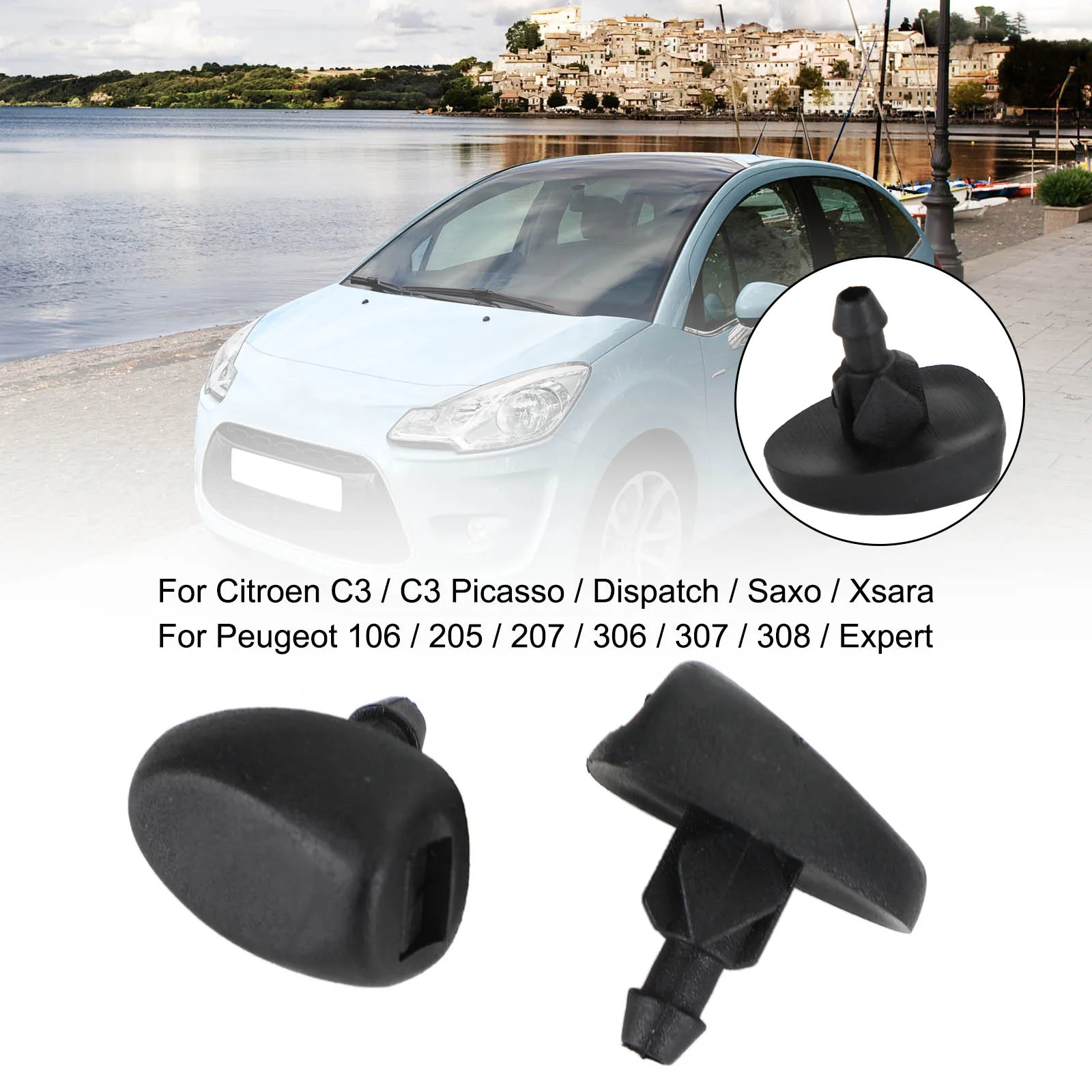 Areyourshop 2x Front Windscreen Washer Jet Nozzles For Citroen C1 C2 C3 ...