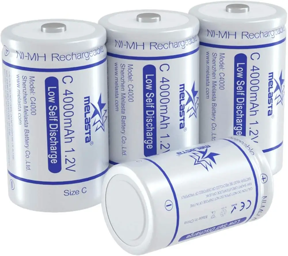 4pcs C Battery Rechargeable Size C Type 1.2V 4000mAh NI-MH High ...