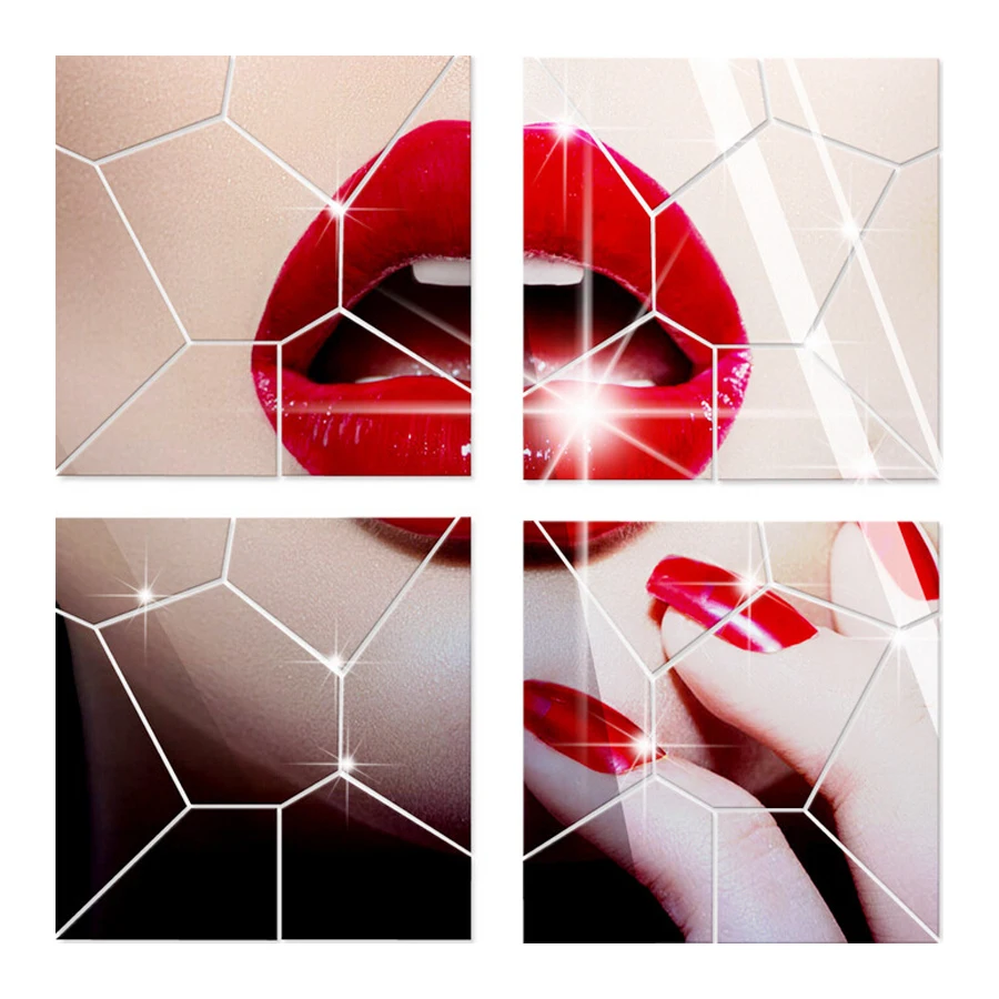Geometric Patterns 3d Acrylic Mirror Wall Stickers Home Decor Wall ...