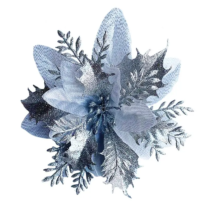 10 шт искусственные цветы для украшения блестки Poinsettia поддельные