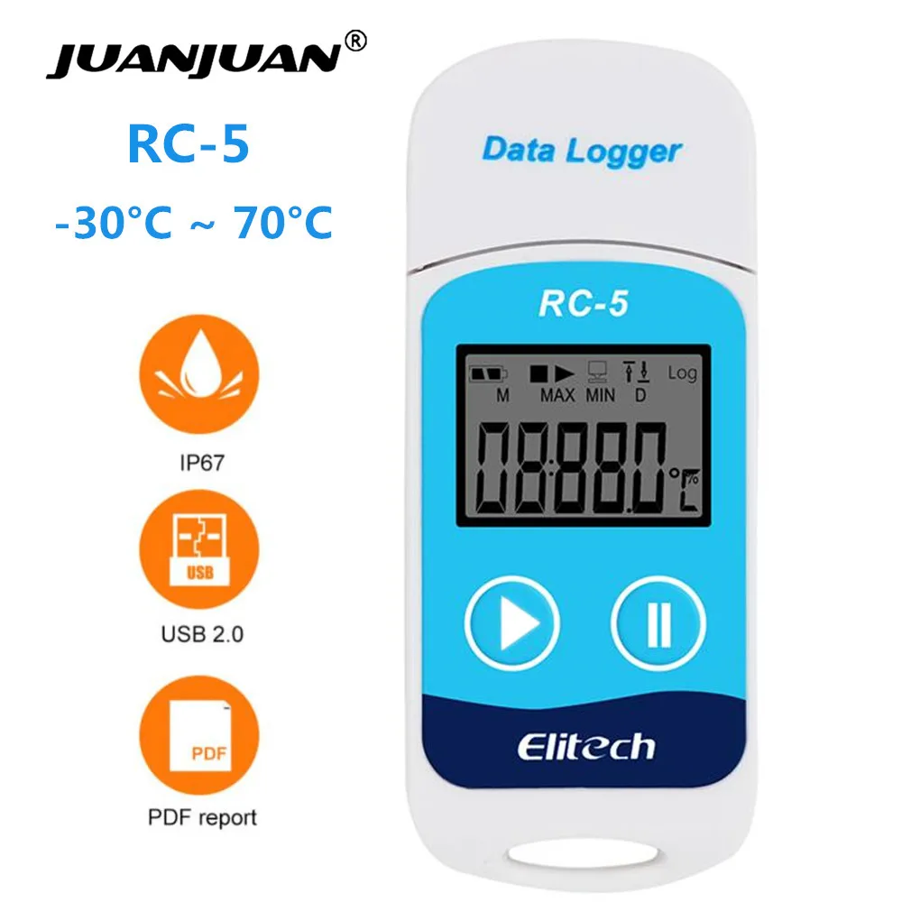 RC 5 Digital USB Temperature Data Logger 32000 Reading Point High RC 5 Digital USB Temperature Data Logger 32000 Reading Point High