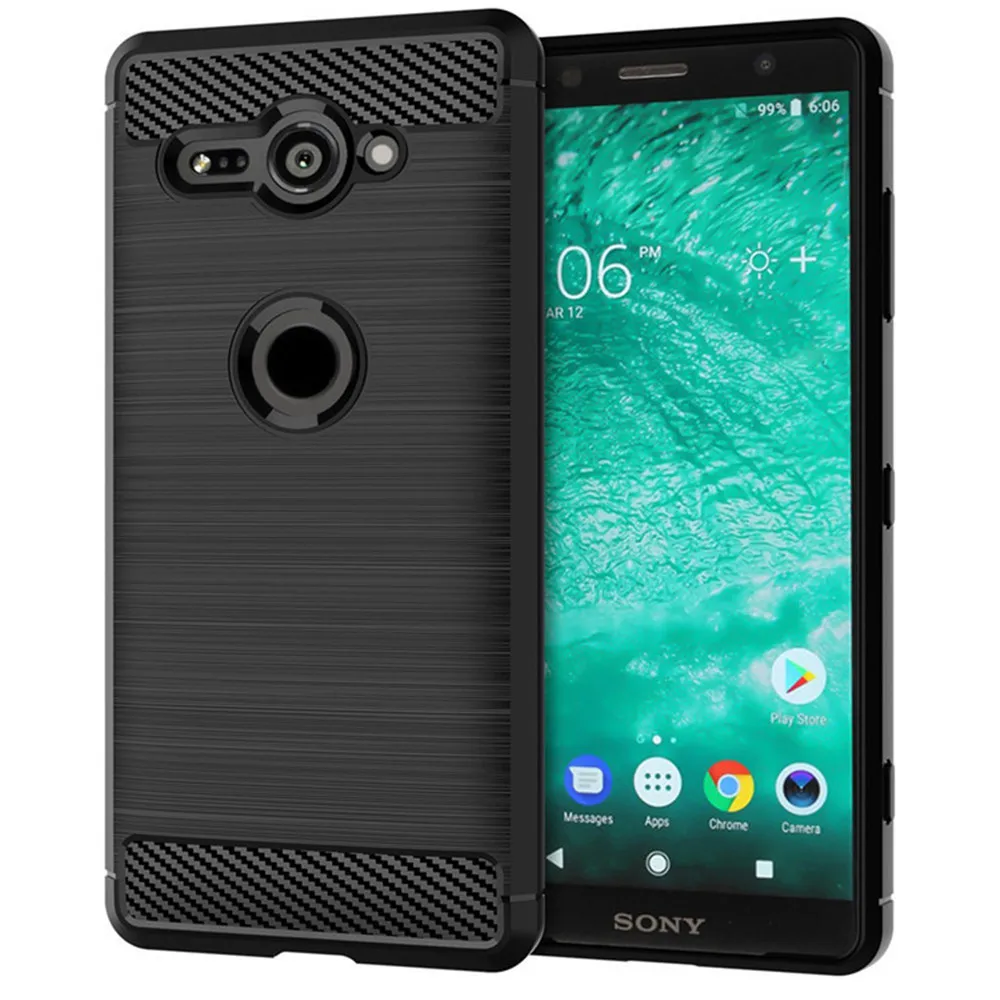 For-Sony-Xperia-XZ2-Compact-Luxury-Carbon-Fiber-Skin-Full-Soft-Silicone ...