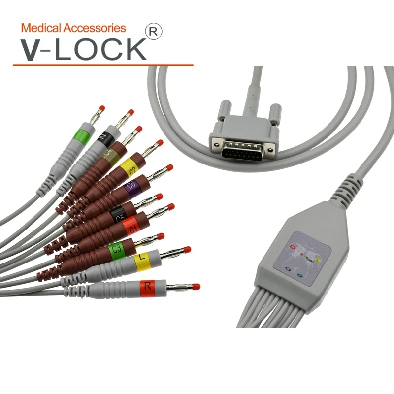 Popular cable EKG con 10 cables de plomo, Banana4.0 para biocare,Bionet ...