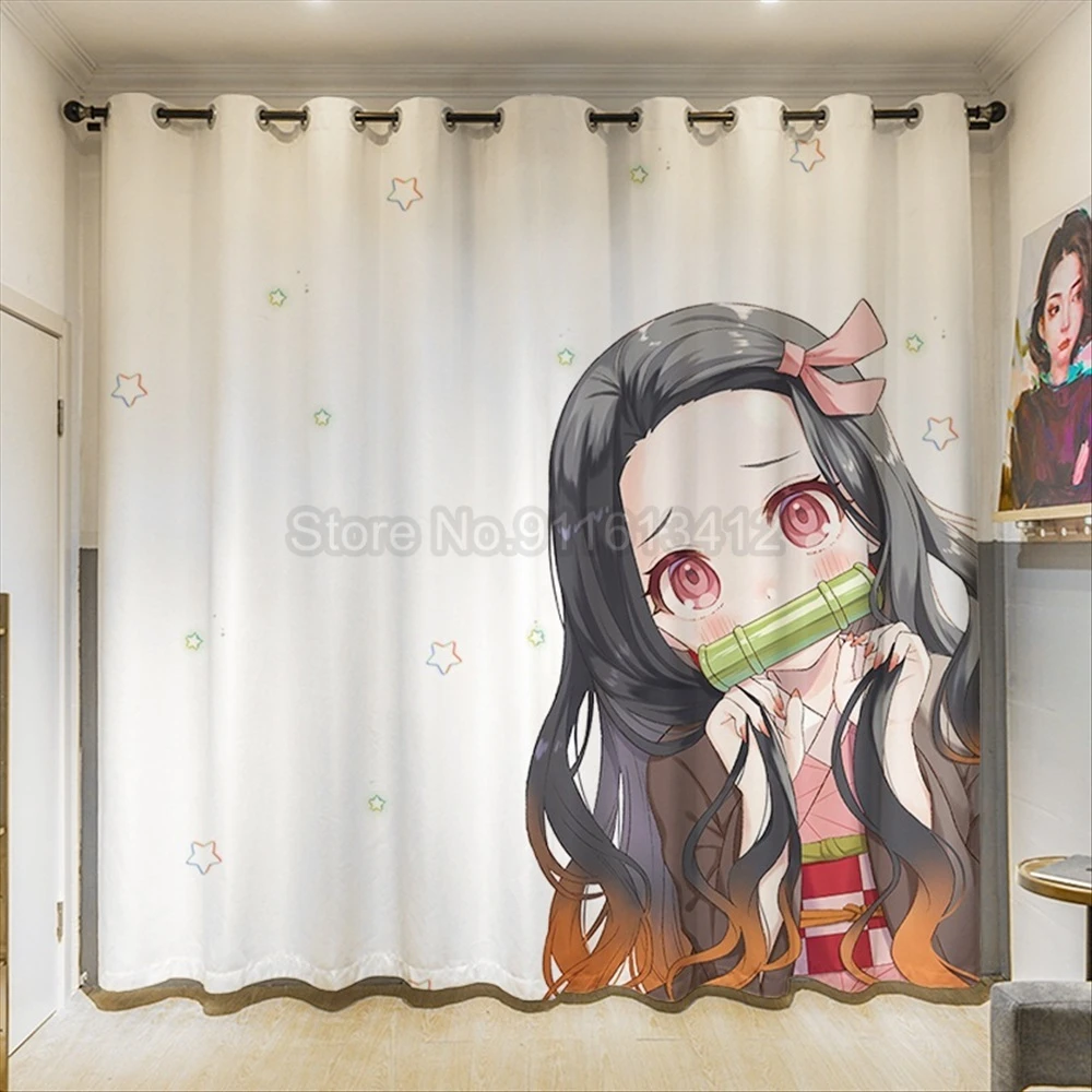 Blackout Curtains Anime Demon Slayer Curtain Bedroom Living Room Japan ...