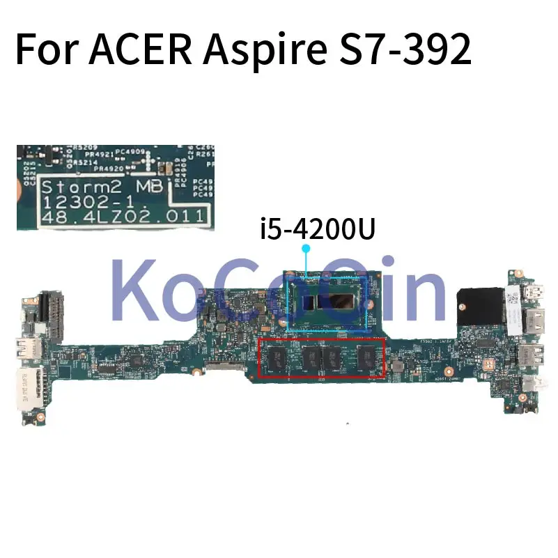 For ACER Sterm2 S7-392 S7-393 I5-4200U Notebook Mainboard 12302-1 48.4LZ02.011 Laptop ...