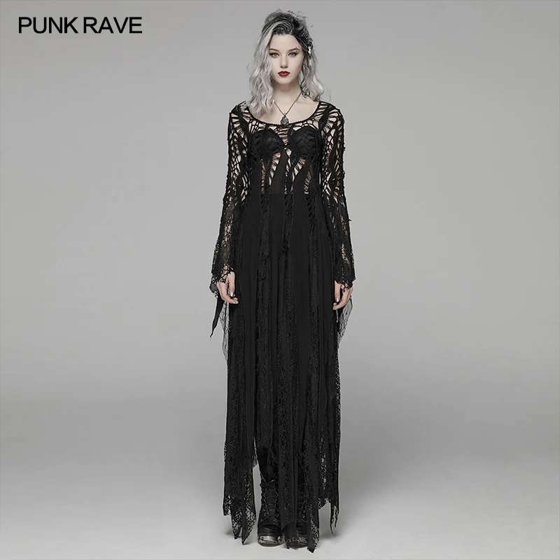PUNK-RAVE-Women-s-Goth-Floral-Crochet-Maxi-Dress-Gothic-Halloween ...