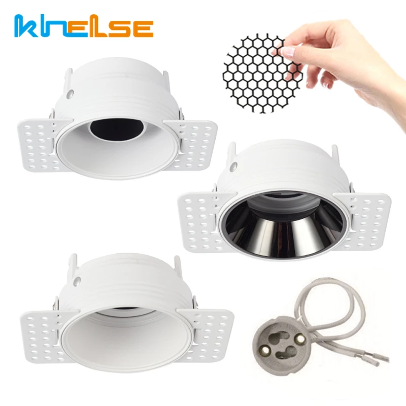 Frameless Recessed LED Ceiling Downlight Adjustable Mount Frame Socket ...