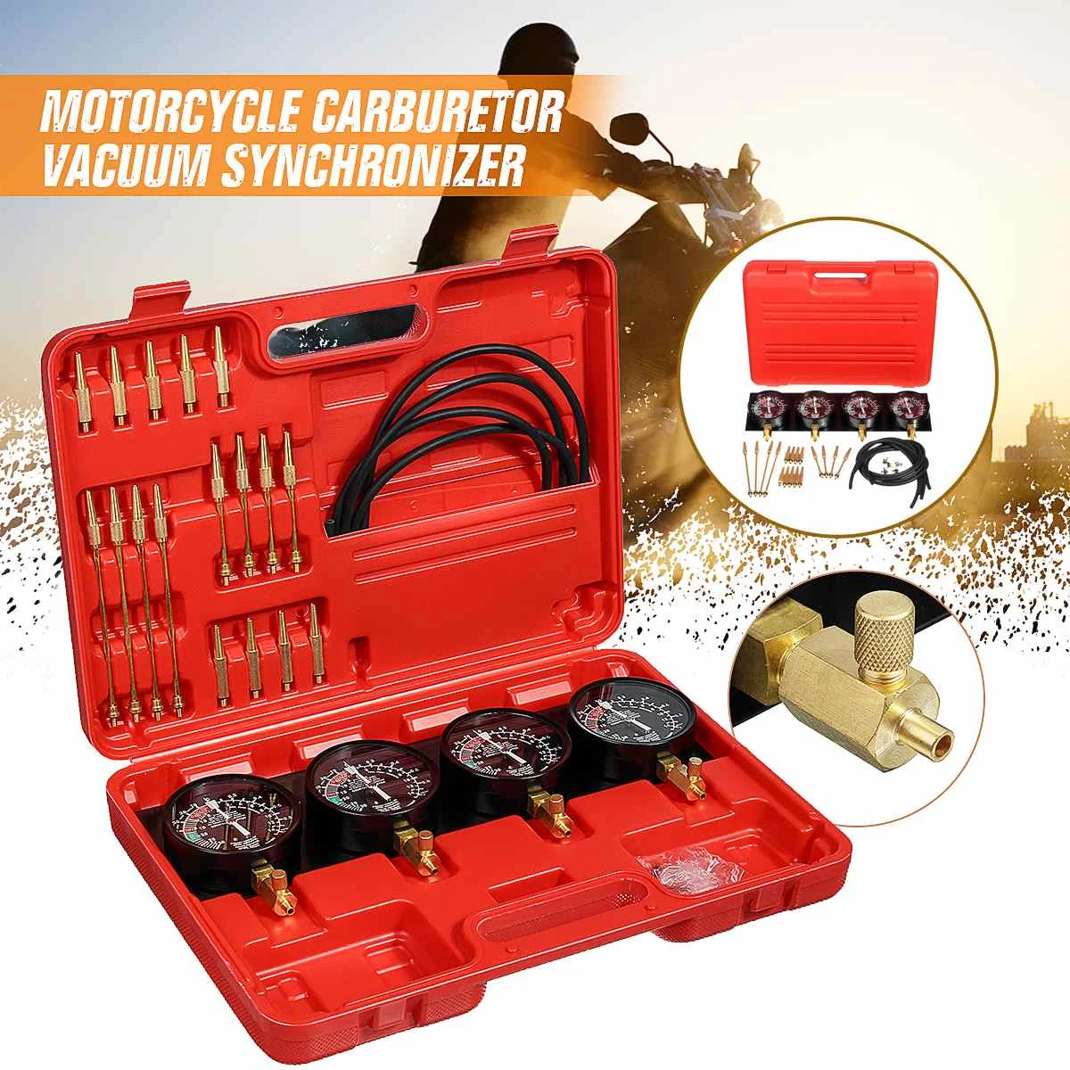 Motorcycle Fuel Vacuum Carburetor Synchronizer Tool Carb Sync Gauge 2/ ...