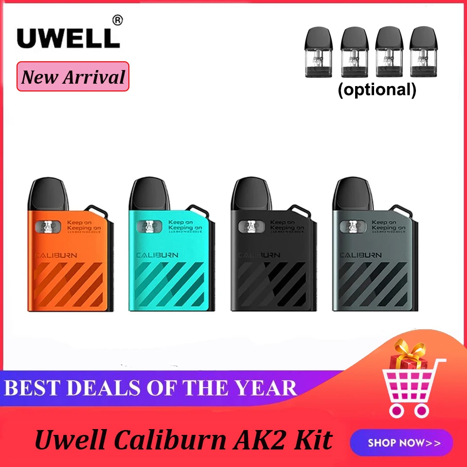 Original Uwell Caliburn Ak2 Pod Kit 520mah 15w 2ml Caliburn A2 ...