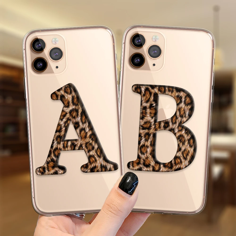 Funda de teléfono con letras del alfabeto de leopardo 26 A la Z para ...