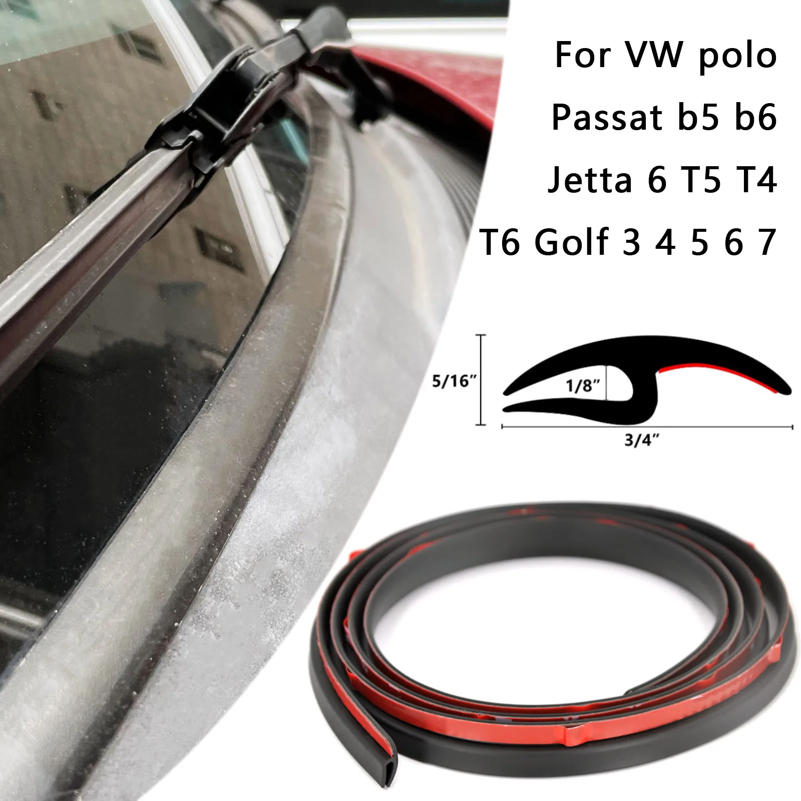 1.7m Car Rubber Moulding Seal Strip Front Windshield Panel Trim for VW ...