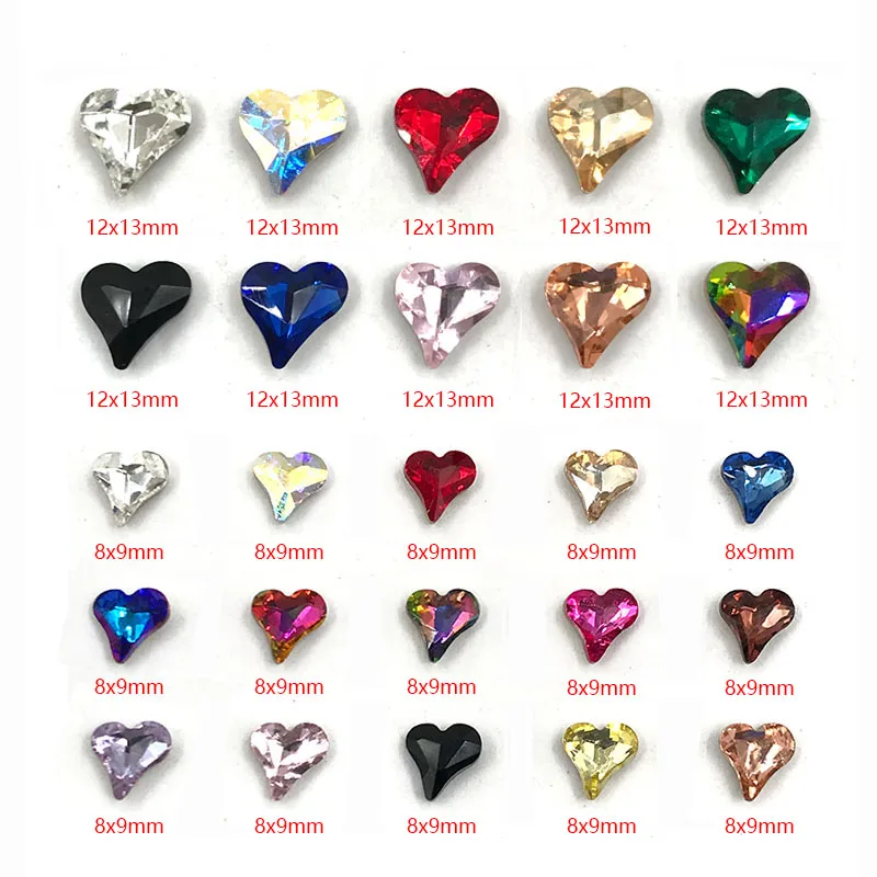 30-100Pcs-Nail-Art-Heart-Diamond-Jewelry-Pointed-Bottom-Shaped-Big ...