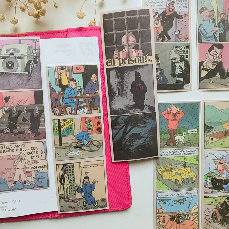 Vintage Square comic book material adventure boy stickers DIY creative ...
