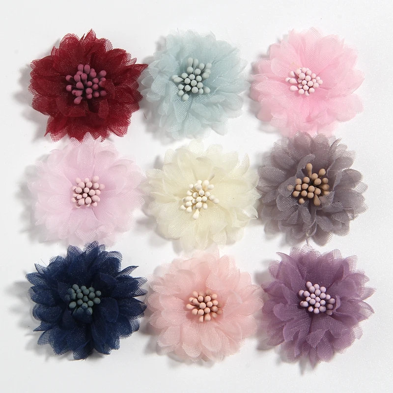 10PCS 4CM 1.5" Artificial Fabric Flower For Dress Wedding Bouquet ...