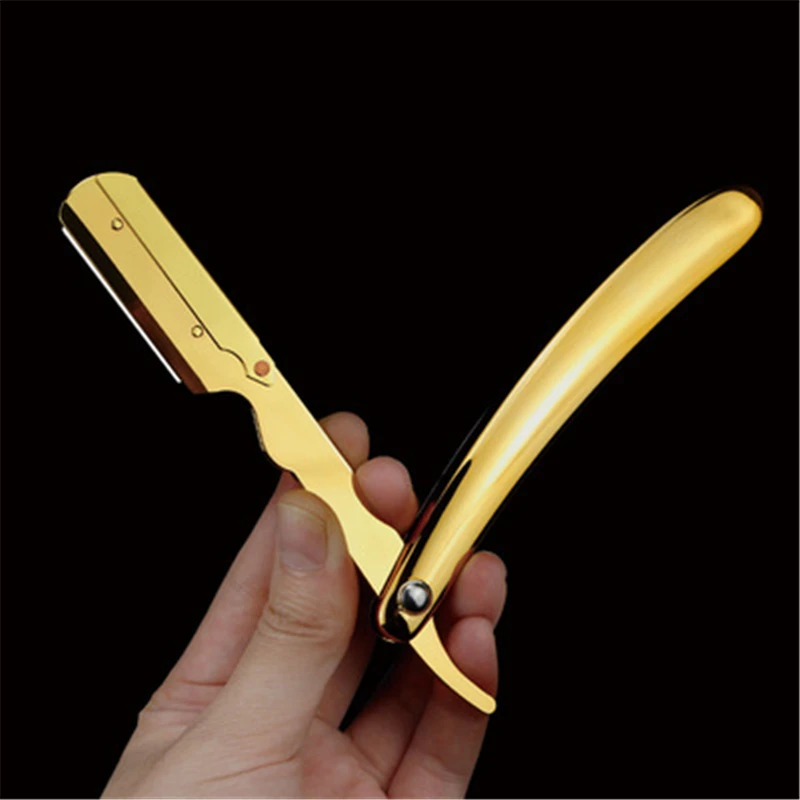 Men Shaving Barber Tools Hair Razor Black Folding Shaver Knife ...