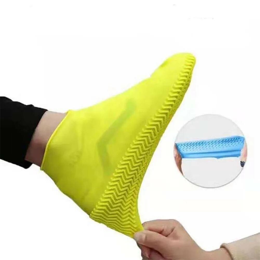 Waterproof Shoe Covers Cycling Rain Reusable Silicone Elastic Anti-Slip ...