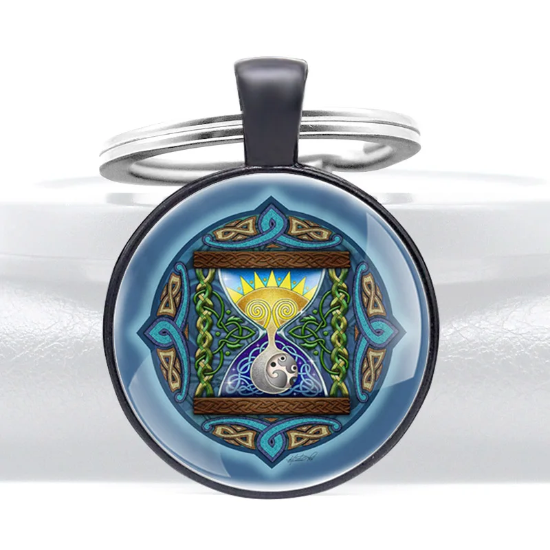 Sun Moon Hourglass Design Charm Glass Dome Key Chains Charm Men Women Key Ring Jewelry Gifts ...