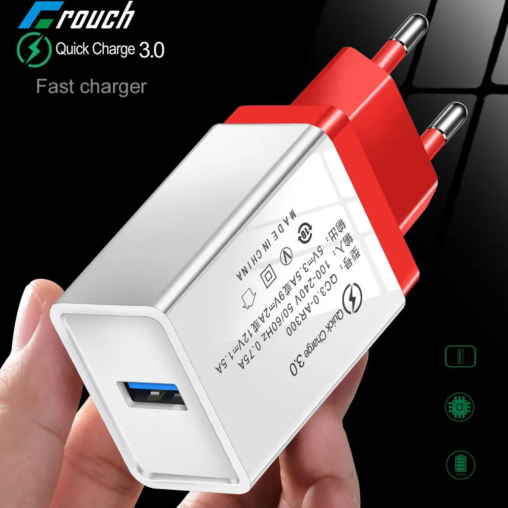 Cargador de teléfono móvil de carga rápida 3,0 de 18W, adaptador de cargador USB de pared con ...