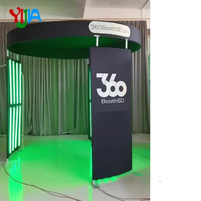 Custom Printed 360 Video Spinner Photo Booth Automatic Photobooth Enclosure LED Backgrounds For ...