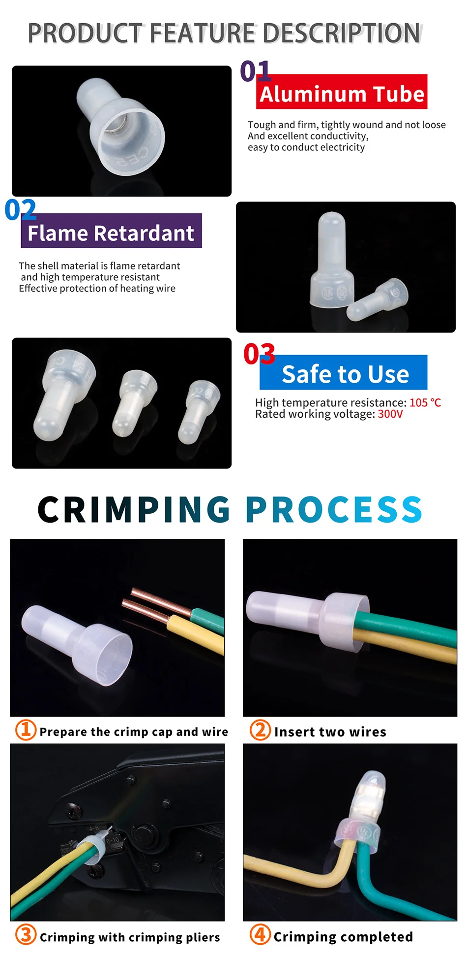 COSSE ELECTRIQUE,CE-2X(100PCS)--Jeu de connecteurs AWG 12 10 16 14 22 ...