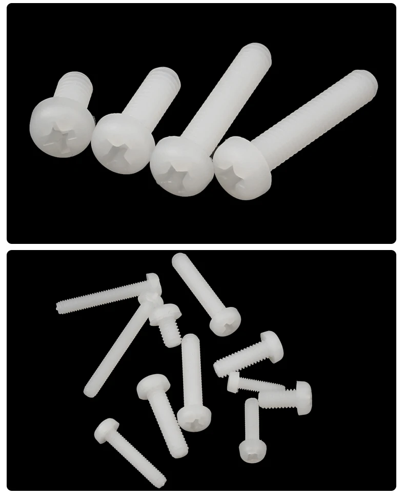 VIS,Nylon White-M6-8mm (30pcs)--Vis à tête ronde en Nylon, filetage métrique Phillips, croix en ...