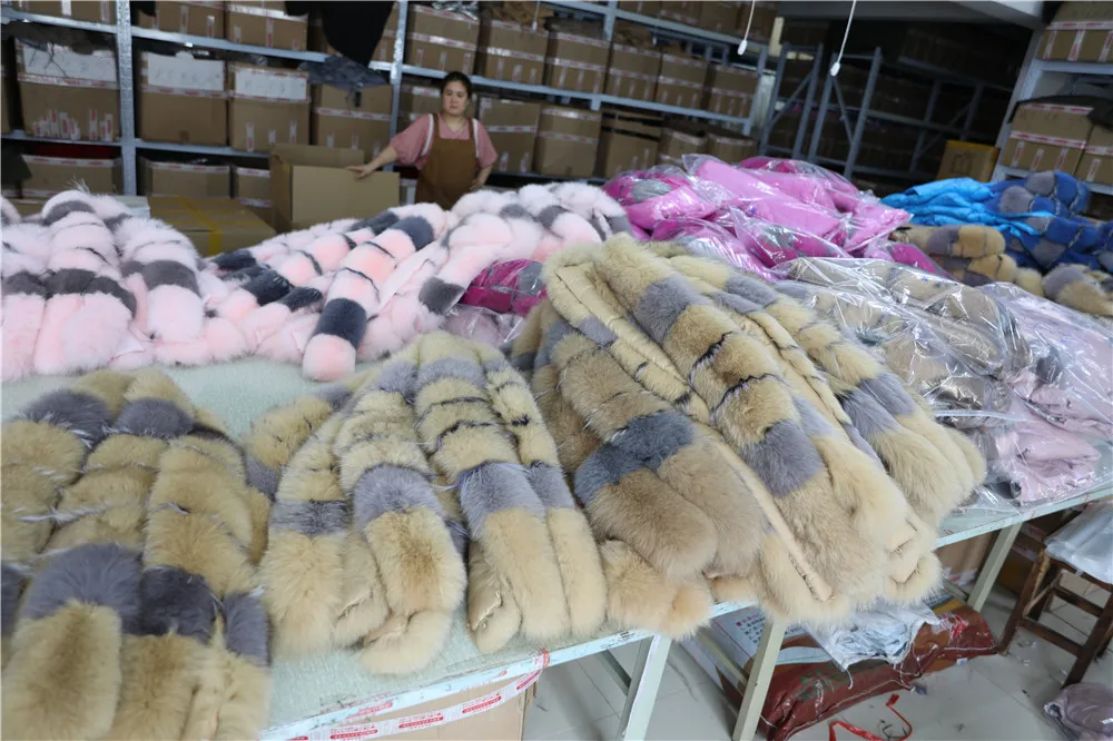 Женская зимняя куртка с воротником из натурального Лисьего меха ...