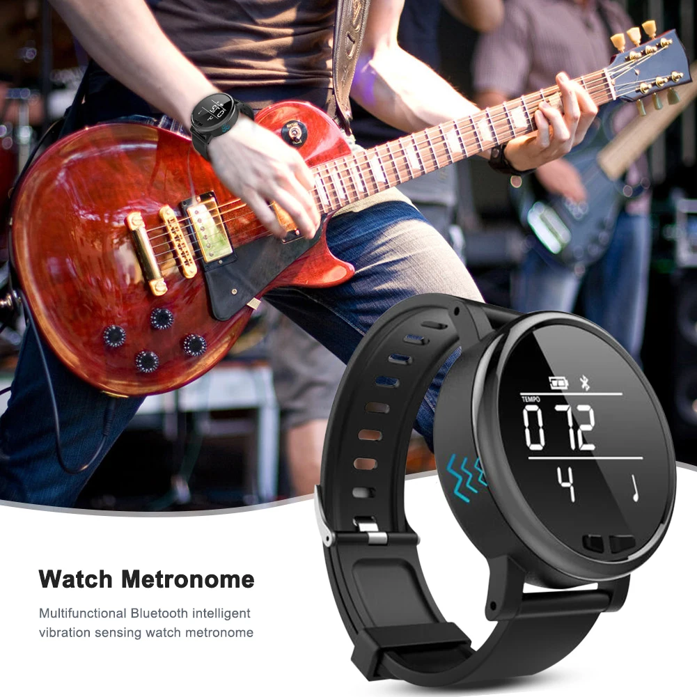 1pc Bluetooth-compatible Watch Metronome Silicone Metal Digital Watch ...