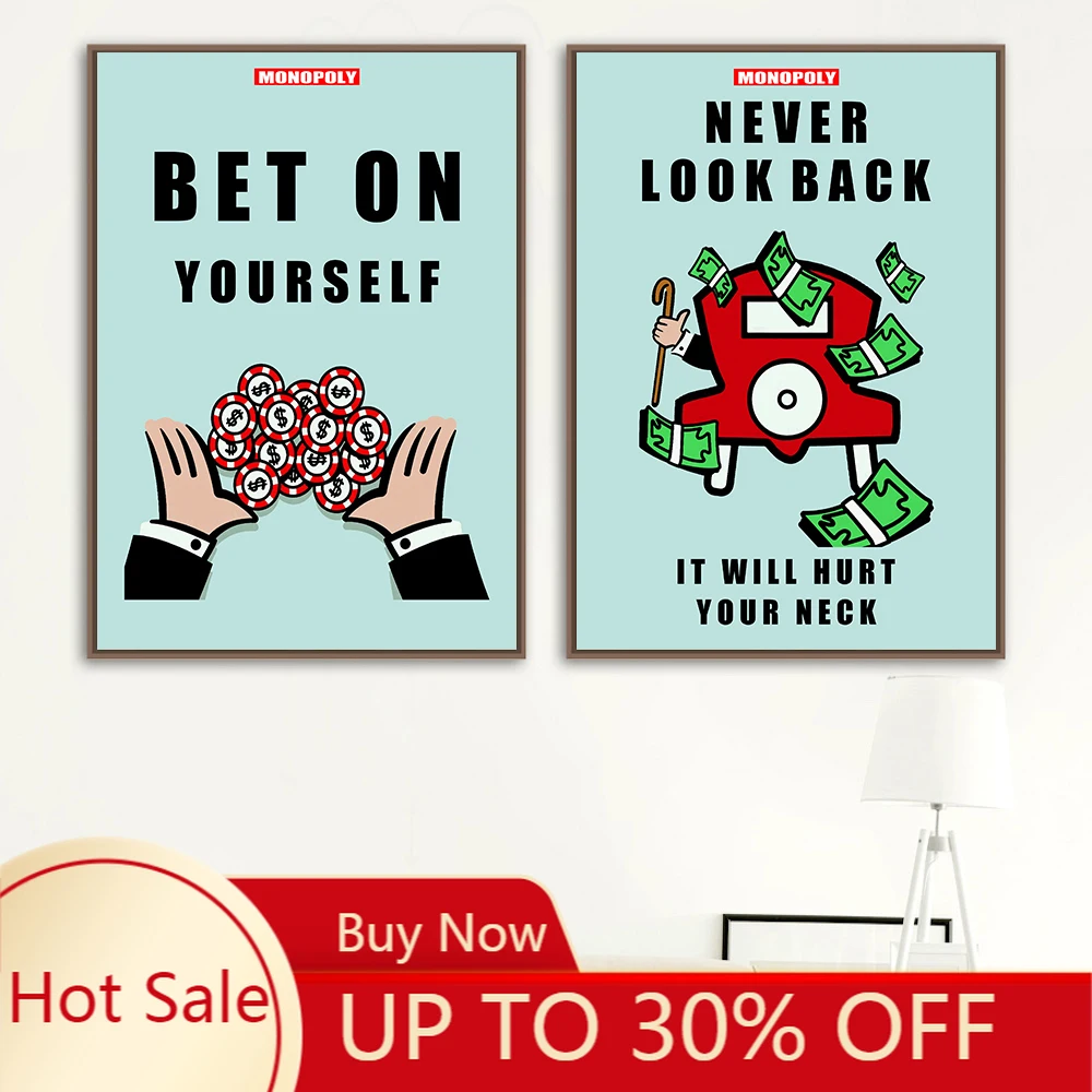 Modern Room poster Monopoly Quotes Wall Canvas painting Bet On Yourself ...