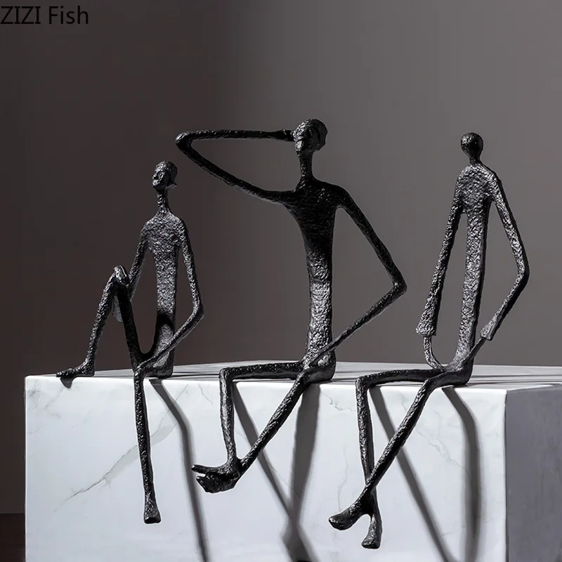 Modern-abstract-metal-figure-ornaments-Black-wrought-iron-figure ...