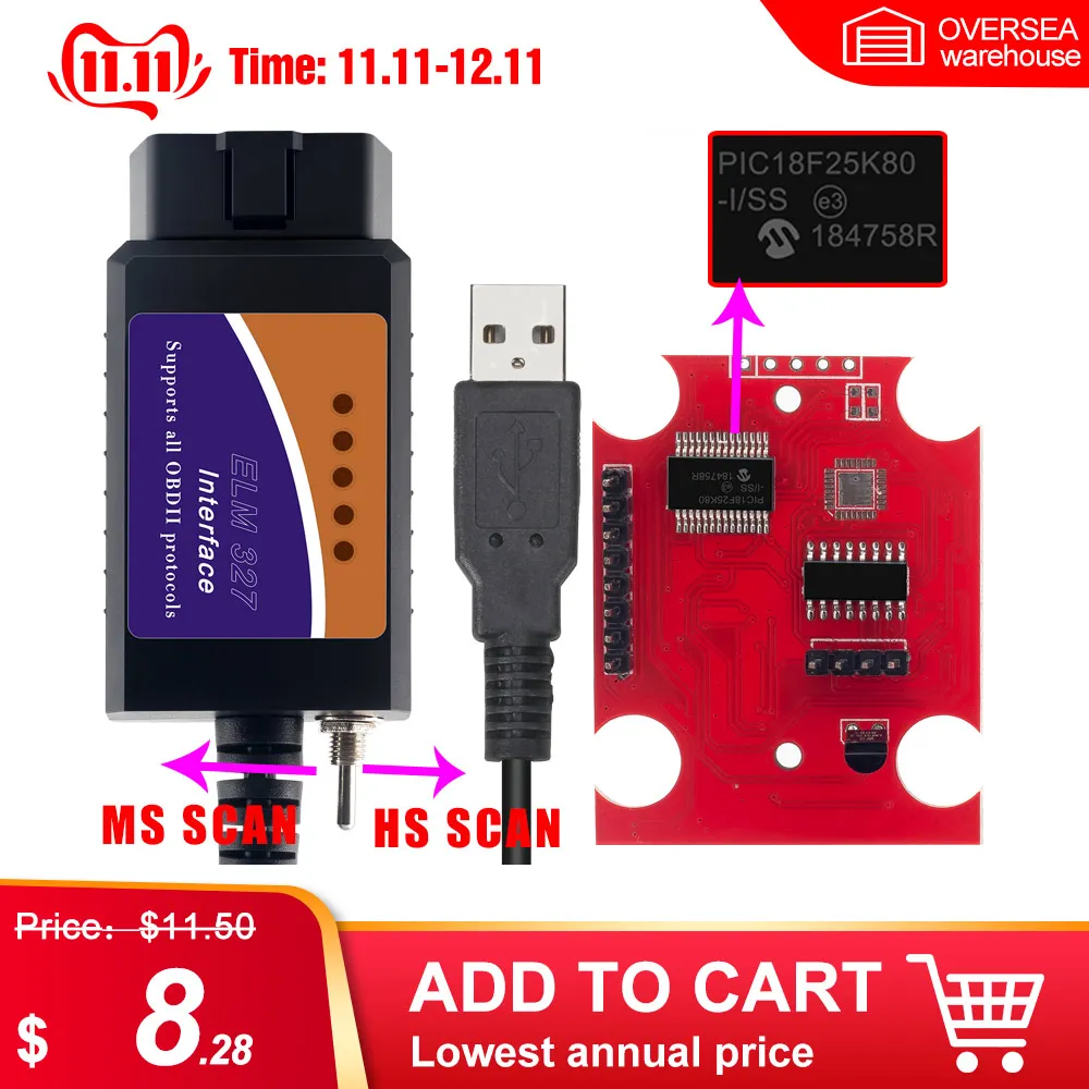 2019 Original ELM327 USB FTDI with switch code Scanner HS CAN and MS CAN super mini elm327 obd2 ...
