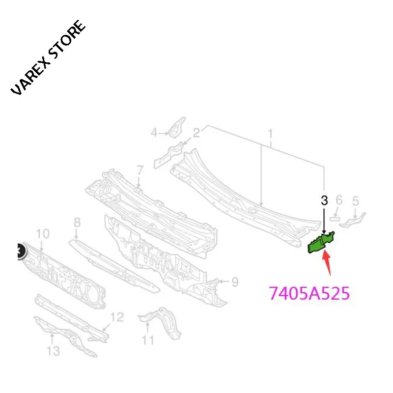 Capa de chuva lateral para m itsubishi outlander oem: 7405a525 7405a526 ...