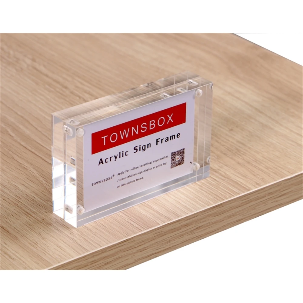 Acrylic Block Strong Magnetic Label Frame Desk Sign Holder Crystal ...