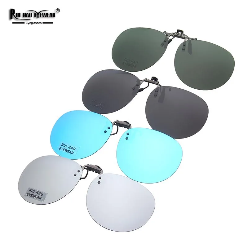 Can Be Flip Up Clip-on Sunglasses 4 Color Round Glasses Clip on ...