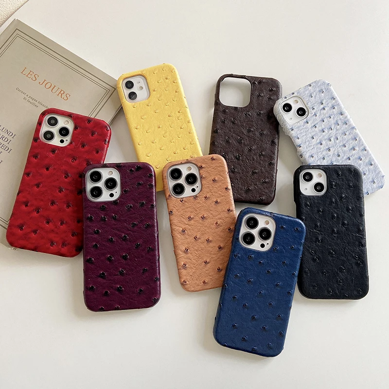 Luxury Ostrich Pattern Phone Case For iPhone Air 17 Pro 16 15 14 13 12 ...
