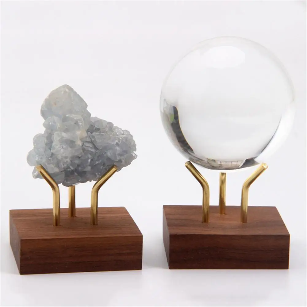 Metal-Arm-Mineral-Stand-Display-Holder-Rack-Wood-Support-Base-For ...