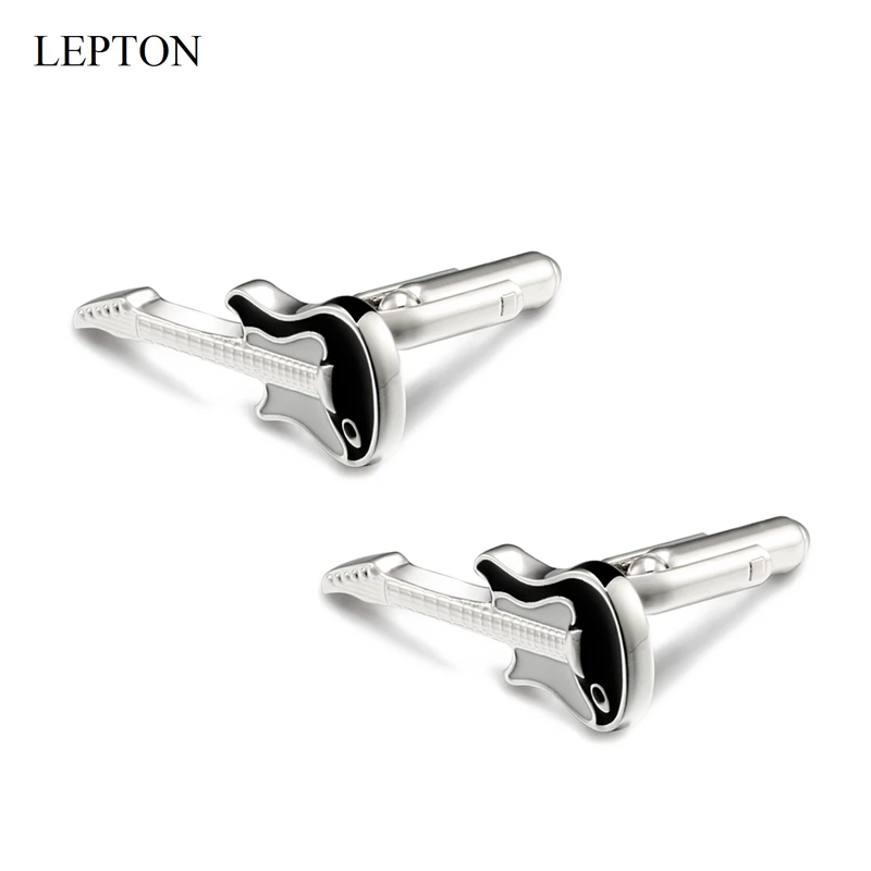 Lepton 인기 기타 커프스 단추 참신한 디자인 악기 에나멜 합금 커프스 단추 남성 패션 브랜드 셔츠 커프스 링크타이