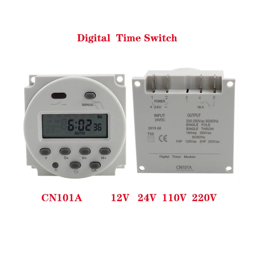 CN101A 12V 24V 110V 220V Digitale Timer Schakelaar 7 Dagen Wekelijkse ...