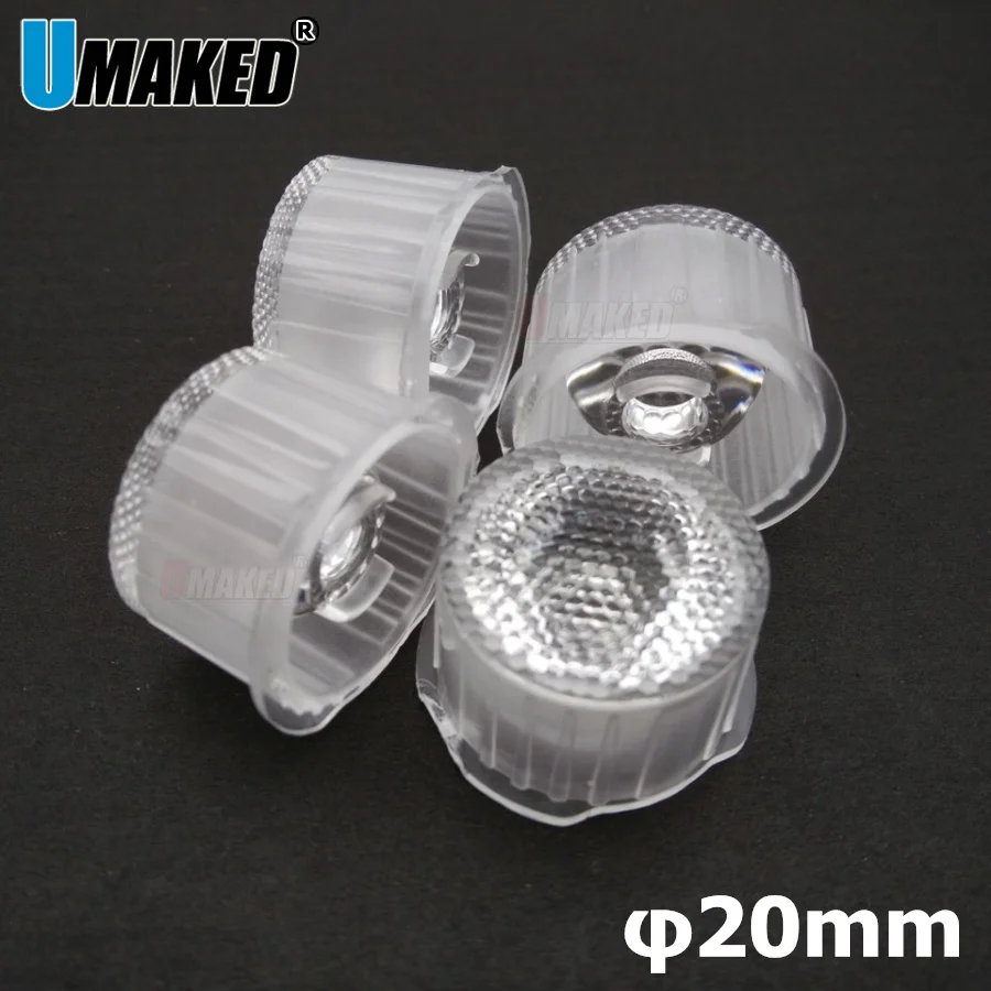 30pcs 20mm Waterproof LED Lenses 1/3W High power PMMA LED lens 30 60 90 ...