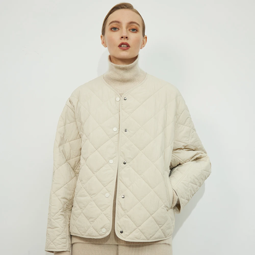 Short quilted jacket women's short solid color jacket, fashion short ...