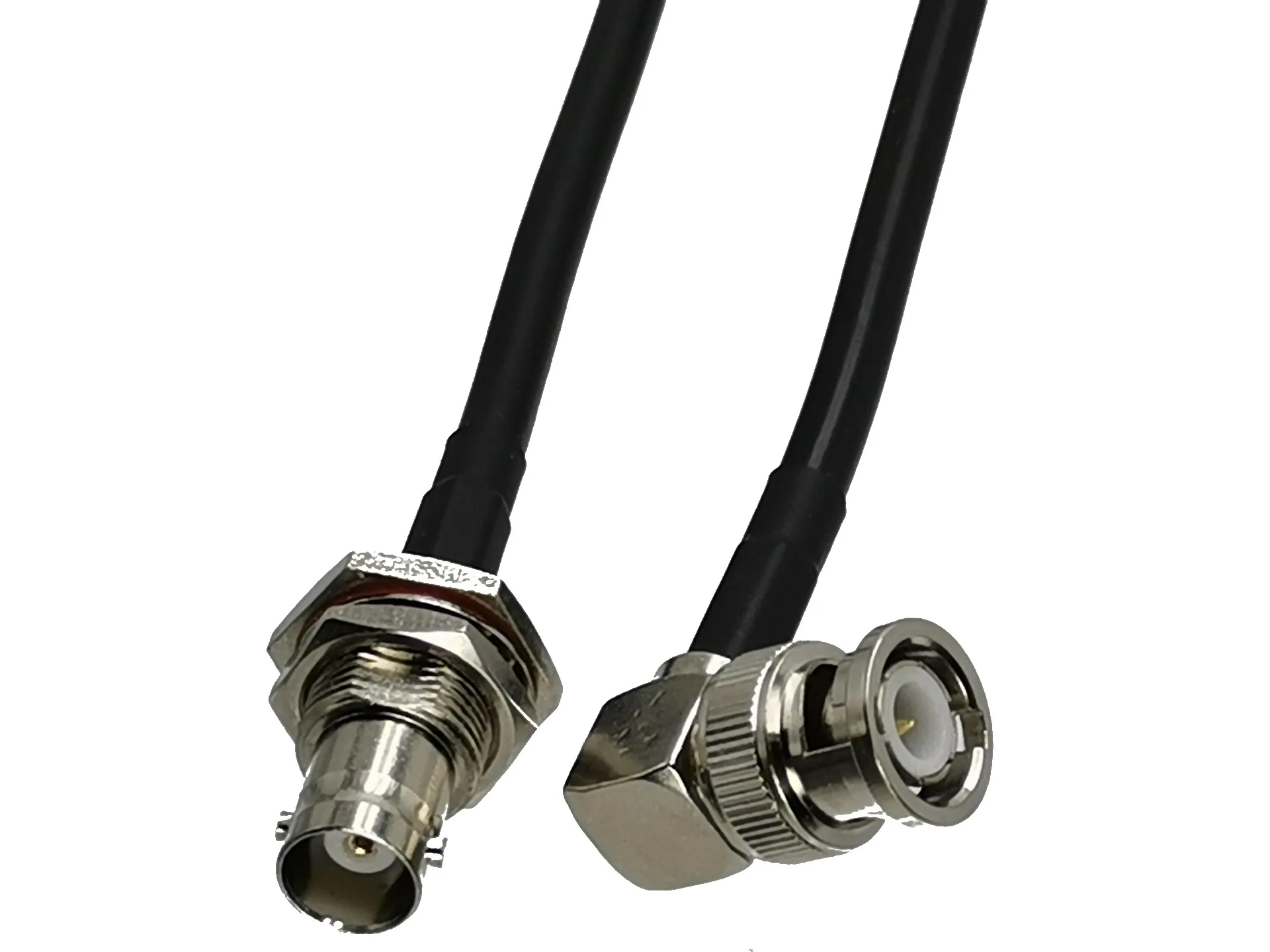 1pcs RG58 BNC Female Jack Bulkhead Nut to BNC Male Plug Right Angle RF Coaxial Connector Pigtail ...