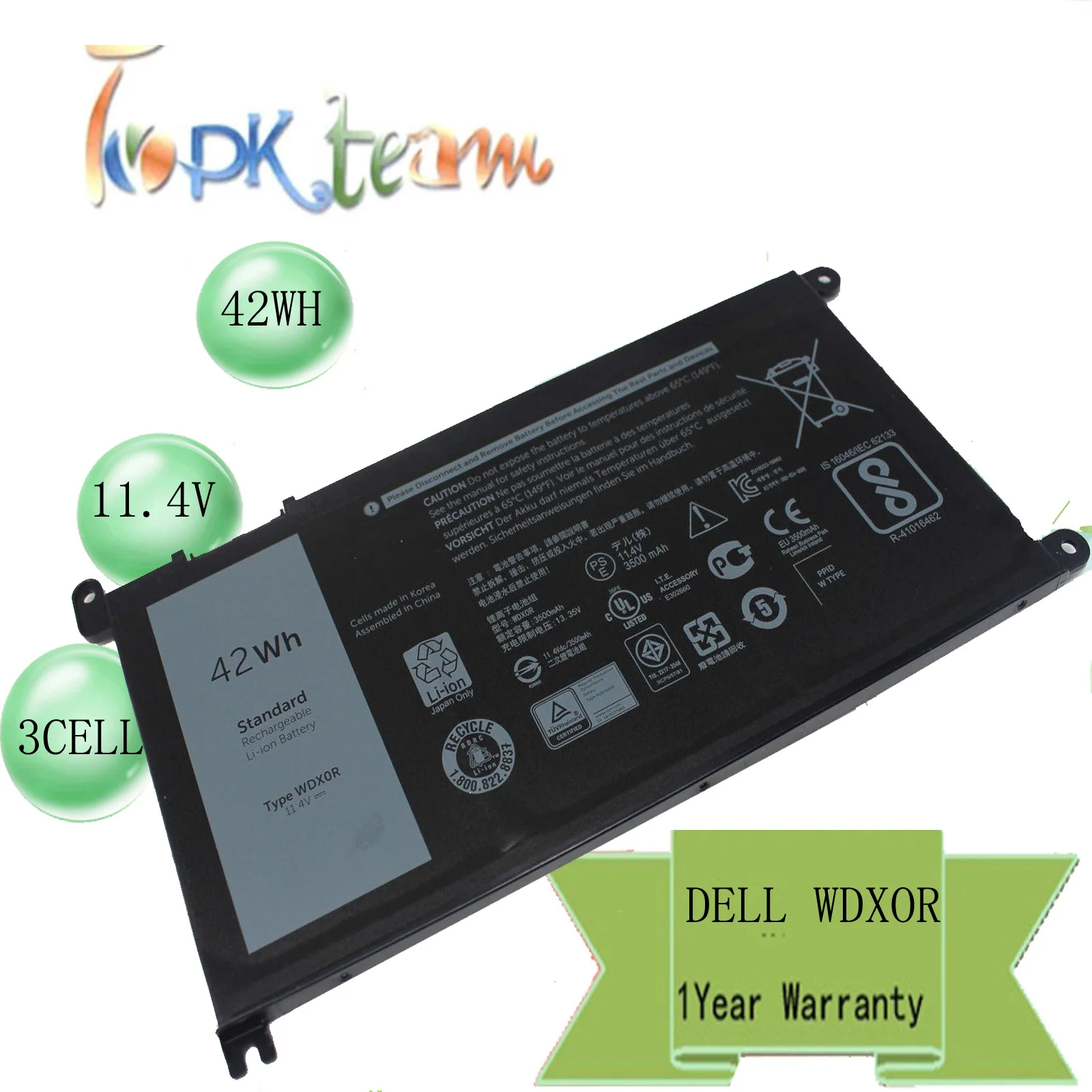 42WH WDXOR 11.4V Battery Replace for Dell Inspiron 13 7378 13 5000 5378 ...