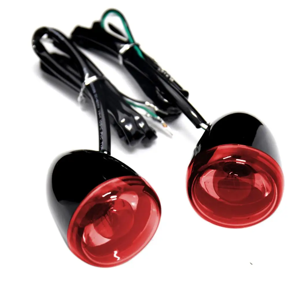 Rear Black Bullet Turn Signals With Red Lens For Harley Dyna Softail ...