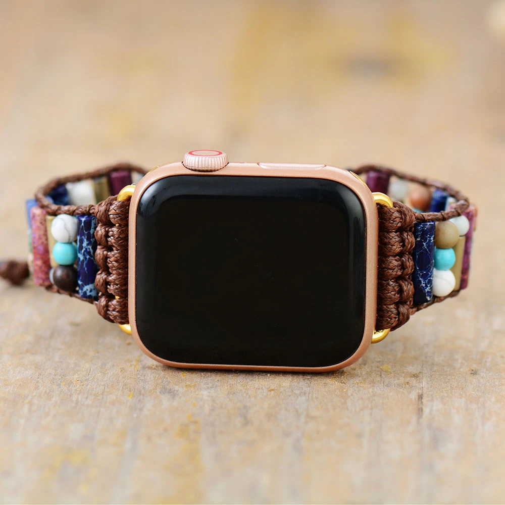 Boho Natural Stones Apple Watch Strap 38mm/44mm Boho Trendy Beaded Band ...