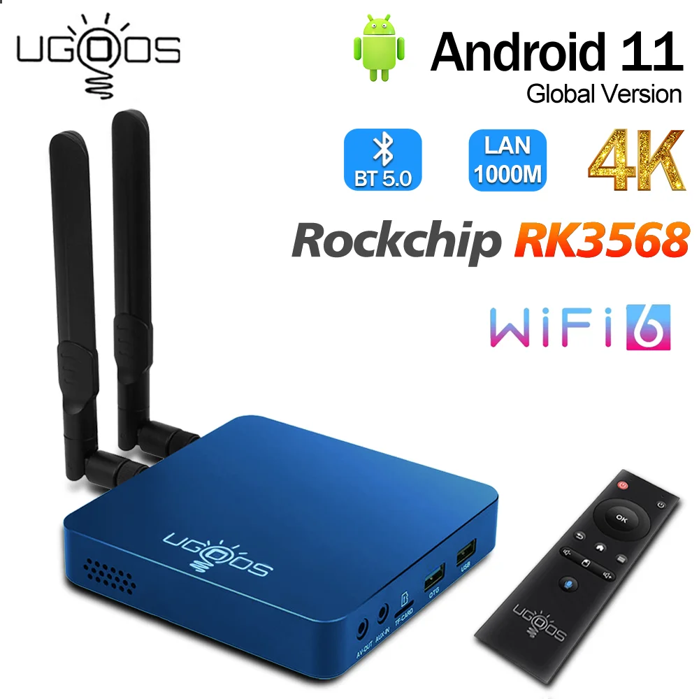 Original UGOOS UT8 Pro TV Box Android 11 WiFi6 RK3568 1000LAN UT8 BT5.0 2T2R 2.4G 5G Wifi 4K HDR ...
